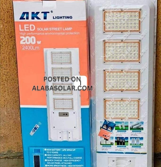 AKT 200 watts solar street light Price in Nigeria - Alaba Solar Marketplace