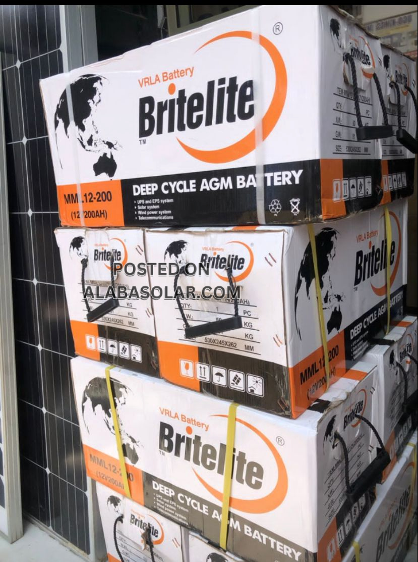 200AH BRITELITE GEL SOLAR BATTERY Price in Nigeria Jiji Jumia & Alaba Solar