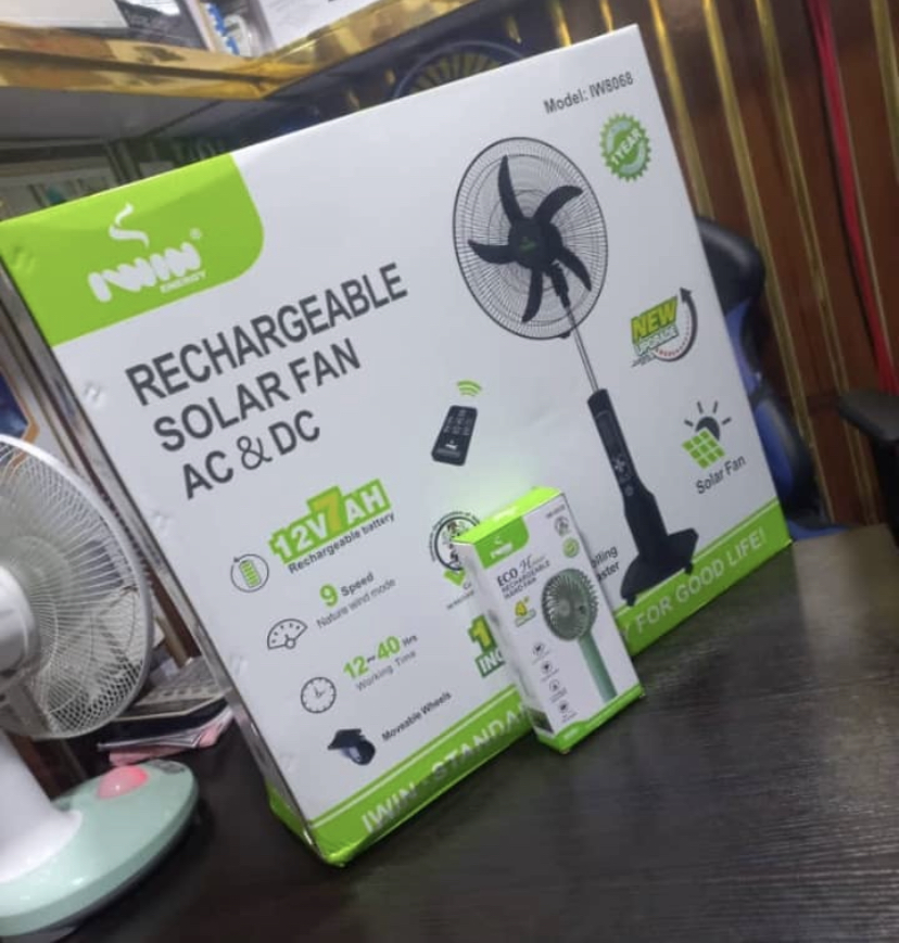 Iwin Solar Rechargeable Fan Price in Nigeria 🇳🇬 Alaba Solar Marketplace