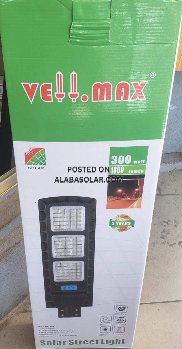 300W Vell Max Solar Street Light Price in Nigeria - Alaba Solar Marketplace