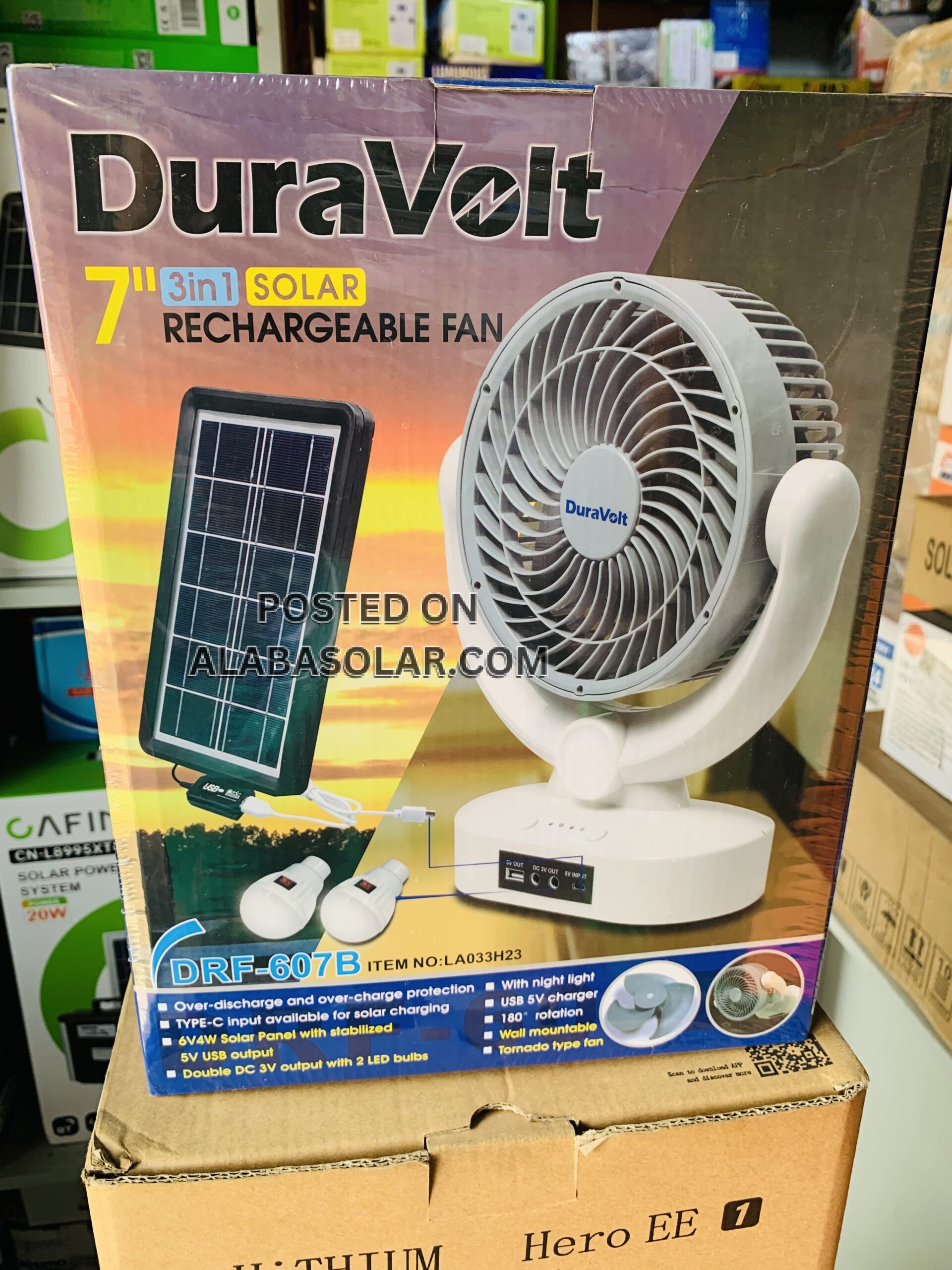 Duravolt 7” 3in1 Solar Rechargeable Fan Price in Nigeria 🇳🇬 Alaba Solar ...