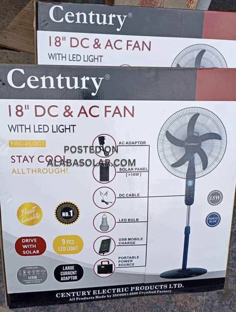 18” Century Solar Standing Fan Price in Nigeria 🇳🇬 Alaba Solar Marketplace
