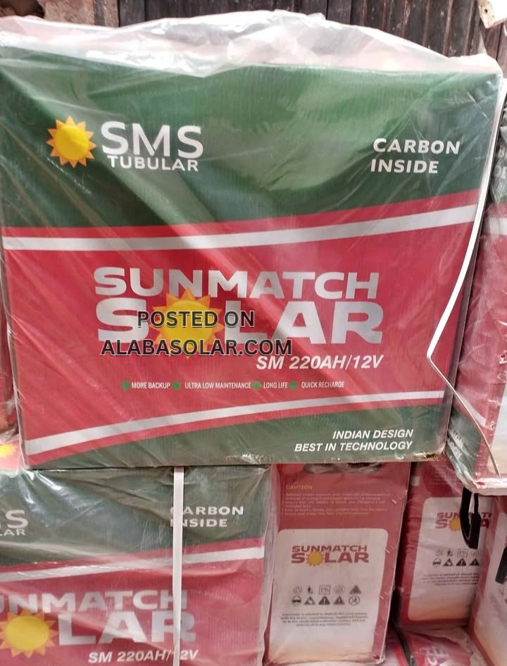 220AH SUNMATCH TUBULAR SOLAR BATTERY Price in Nigeria - Alaba Solar ...