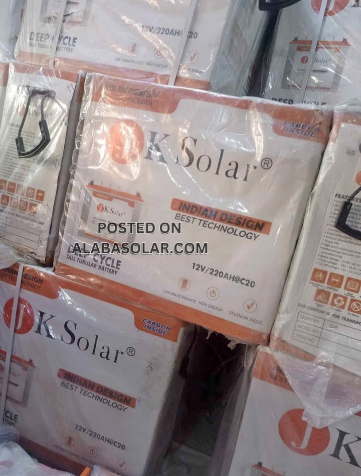 220AH JK SOLAR TUBULAR BATTERY Price in Nigeria - Alaba Solar Marketplace
