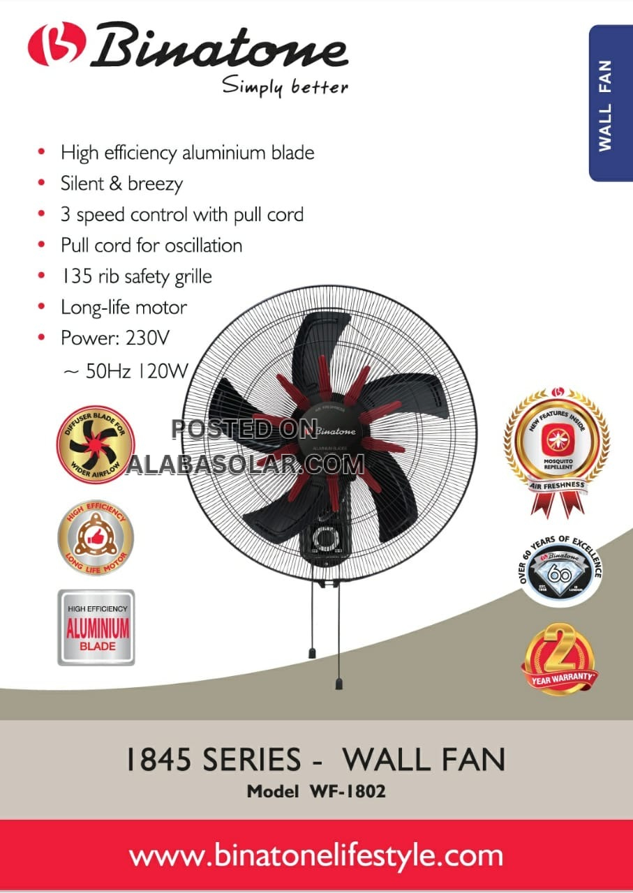 Binatone 18” wall fan Price in Nigeria 🇳🇬 Alaba Solar Marketplace