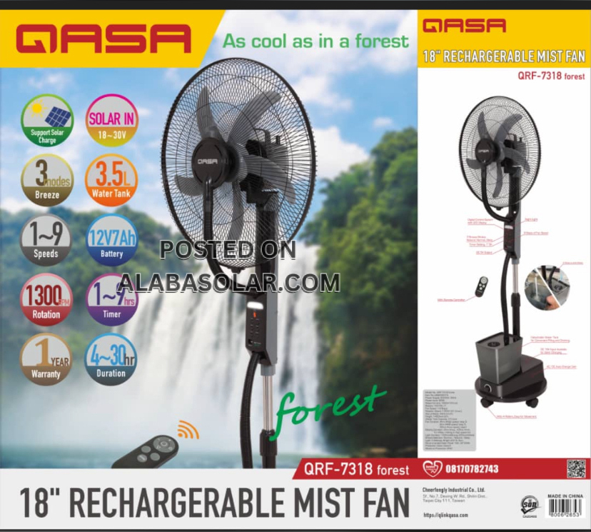 Qasa 18” mist fan Price in Nigeria 🇳🇬 Alaba Solar Marketplace